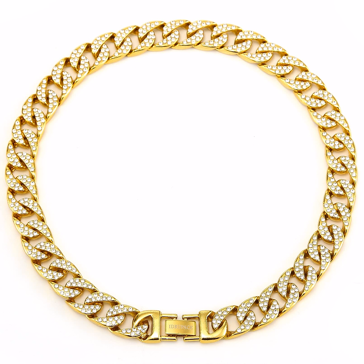 IDRUPACE Miami Mens Cuban Link Chain Silver Gold Plated Bling Cuban Necklace Diamond Chain for Men 13MM iced out chain Hip Hop Jewelry (Gold Chain+KING Pendant, 18.0 Inches)