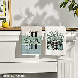 Artoid Mode Plank Vase Eucalyptus Sweet Home Kitchen Towels Dish Towels, 18x26 Inch Seasonal Spring Summer Decoration Hand Towels Set of 2