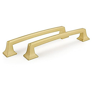 Haidms 10 Pack Brushed Gold Cabinet Pulls Gold Cabinet Handles, 5 inch Hole Centers Matte Gold Kitchen Cabinet Handles Vintage, Square Dresser Handles Solid Drawer Handles for Kitchen