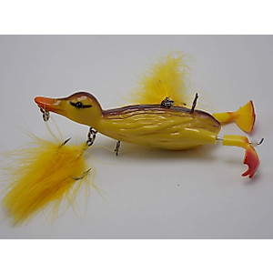 CATCHSIF Topwater Orange Duck Hard Fishing Lures with Rotating Flippers 1PK_AB