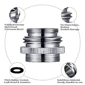 Multi-Thread Garden Hose Adapter, Kitchen Sink Faucet Adapter to Garden Hose, Brass Aerator Adapter for Male to Male and Female to Male, Chrome Plated