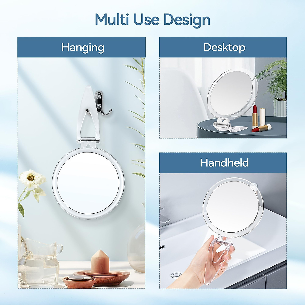 B Beauty Planet 30X Magnifying Mirror, Magnifying Mirror with Stand and Tweezers, Handheld Mirror with 30X/1X Magnification, Compact Mirror for Traveling, 30X Makeup Mirror for Pluck Eyebrows