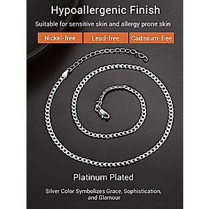 PROSTEEL 925 Sterling Silver Chain Necklace for Men Cuban Link Chains Necklace Dainty 14 inch Mens Layered Necklaces