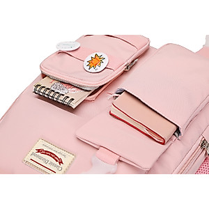 Classic Diamond School Backpack for Girls Laptop Backpack Cute Bookbag Kawaii School Bag Anime College Backpack for Teens Girls Student (Pink)