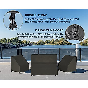 MaWGcowerd Patio Furniture Cover-420D Oxford Cloth Sofa Table Chair Waterproof Cover, 4 Piece Set of Outdoor Garden Patio Furniture Waterproof Dustproof Sunscreen Cover
