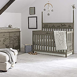 ED Ellen DeGeneres Starry Night - Soft Plush Velboa Grey, White Starburst, Encouraging Words Changing Pad Cover, Grey, White