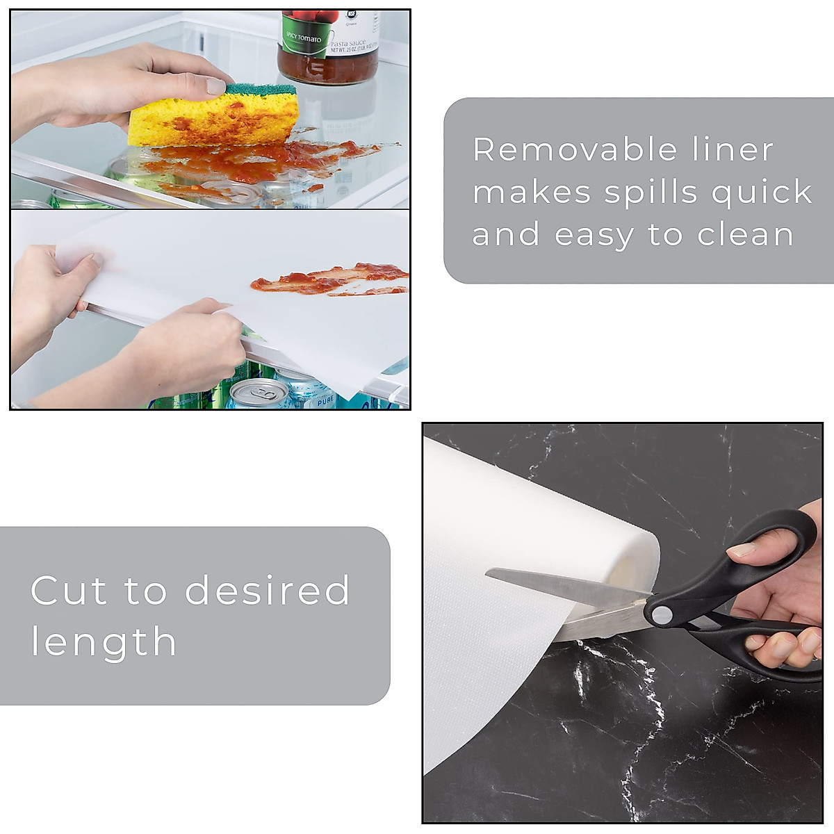 Smart Design Refrigerator or Undersink Liner - Odor Resistant - BPA Free - All Purpose, Shelf, Cabinet, Drawers and Flat Surfaces- Kitchen - 14 Inch x 120 Inch - Clear