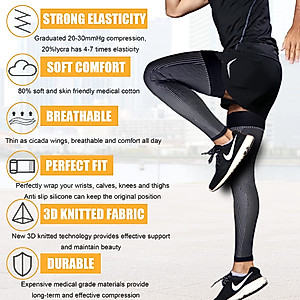 UTYOAA Full Leg Compression Sleeves,Women & Men,Thigh High 20-30mmHg Gradual Support,Circulation Hose Stockings for Pain Swelling Varicose Veins,Running Athletics Nurses Travel,1Pair Black XL
