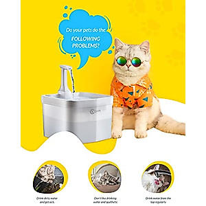 Ciays Pet Fountain, 65oz/1.8L Automatic Cat Water Fountain Dog Water Dispenser with 3 Replacement Filters for Cats, Dogs, Multiple Pets, White
