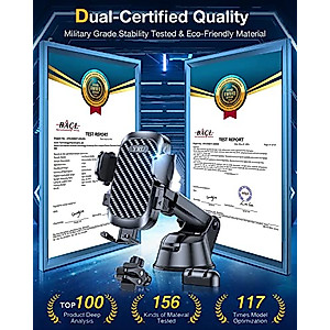 YRU [Super Stable] Phone Holder Car [Upgraded 80 Lb Suction Cup] Thick Case Friendly, Heavy Duty Mobile Car Cell Phone Holder Mount for Dashboard Vent Windshield iPhone 14 Pro Max 13 12 11 Galaxy S22