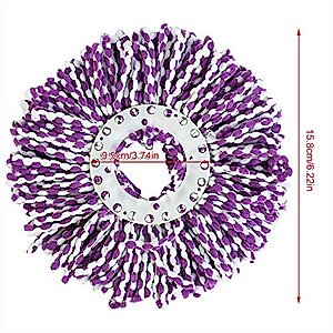 Fdit Spin Mop Head Refills Microfiber Round Spin Mop Head Replacement for Universal Spin Mop System Perfect for Home Commercial Use (Purple-White)