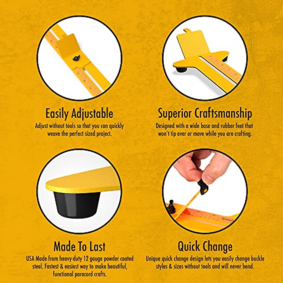 SpeedyJig XL Paracord Bracelet Kit & Jig | Adjustable Frame | Craft 4” to 18” Survival Bracelets, Jewelry, Keychains | Craft Idea for Adults & Children | Includes Cords & Buckles | USA Made