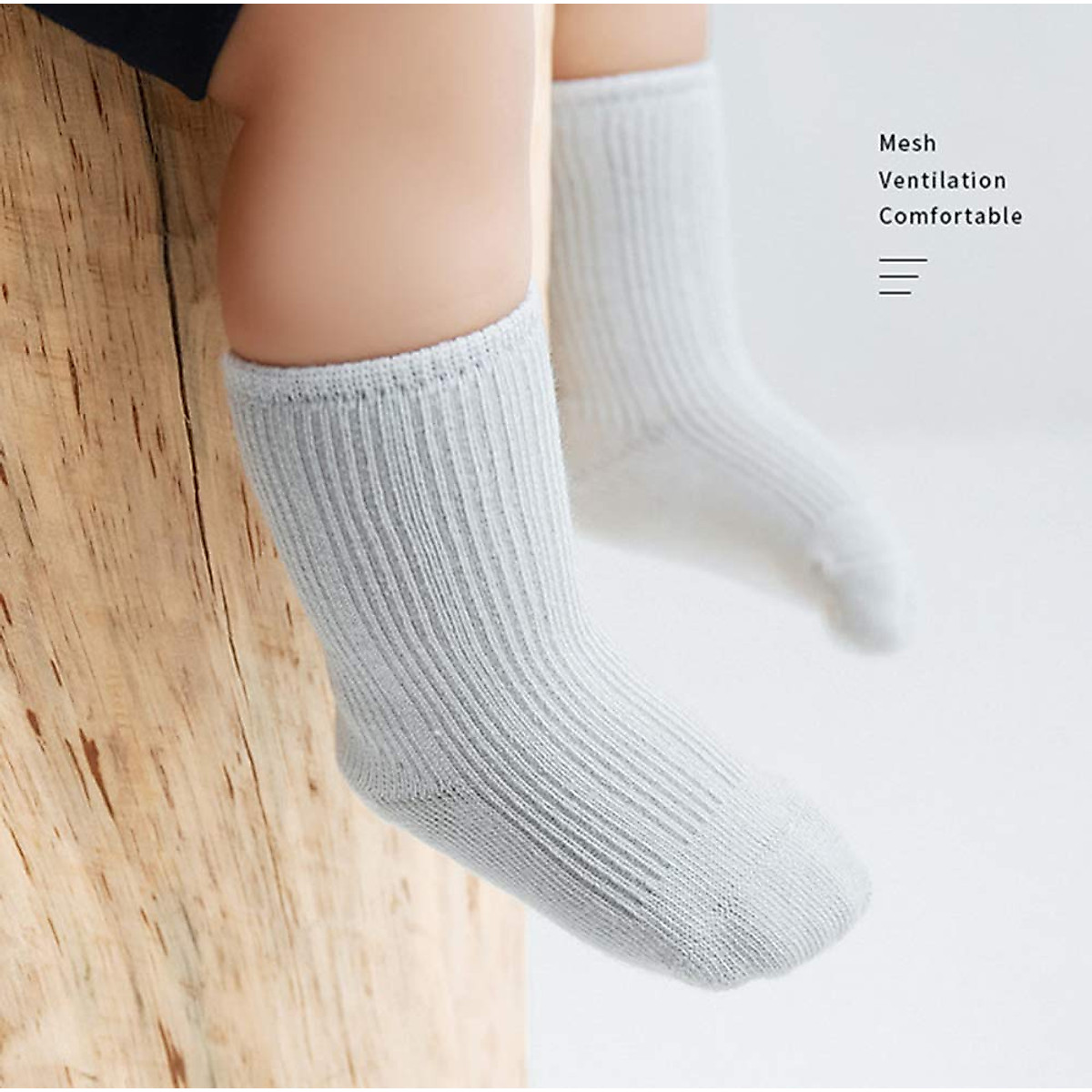 QandSweat Unisex Baby Ankle Socks Toddler Boys' Seamless Cotton Crew Socks (9 Pairs, 0-6M)