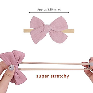 doboi 20PCS Baby Headbands Hair Bows Muslin Gauze Bows Elastic Nylon Hairbands Boutique Soft Hair Accessories for Girls Newborns Infants Toddlers and Kids