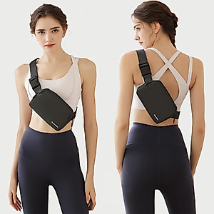 Bomvabe Black Fanny Pack for Women Girls Boys Teens, Crossbody Bag with Adjustable Strap 32" to 51", 1L Mini Belt Bag, Small Waist Bag Lightweight for Travel Sport Running Cycling Hiking