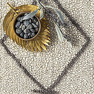 nuLOOM Sondra Machine Washable Wool Moroccan Diamond Area Rug, 5' x 8', Ivory