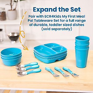 ECR4Kids-ELR-18104 My First Meal Pal Toddler Forks, BPA-Free and Dishwasher Safe Utensils for Babies and Kids, Children's Flatware for Self-Feeding, White/Light Grey (3-Pack)