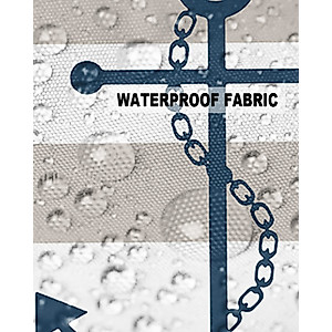 Outdoor Waterproof Pillow Covers for Patio Blue Nautical Anchor Chain Decorative Throw Pillow Cover Beige White Stripes Pillowcases Set of 2 Cushion Case for Sofa Couch Chair Home Decor 20x20 inch