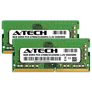 A-Tech 16GB (2x8GB) DDR4 2133 MHz SODIMM PC4-17000 (PC4-2133P) CL15 Non-ECC Laptop RAM Memory Modules