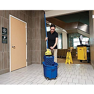 Rubbermaid Commercial Products WaveBrake 2.0 35 QT Side-Press Mop Bucket and Wringer, Blue (FG758888BLUE)