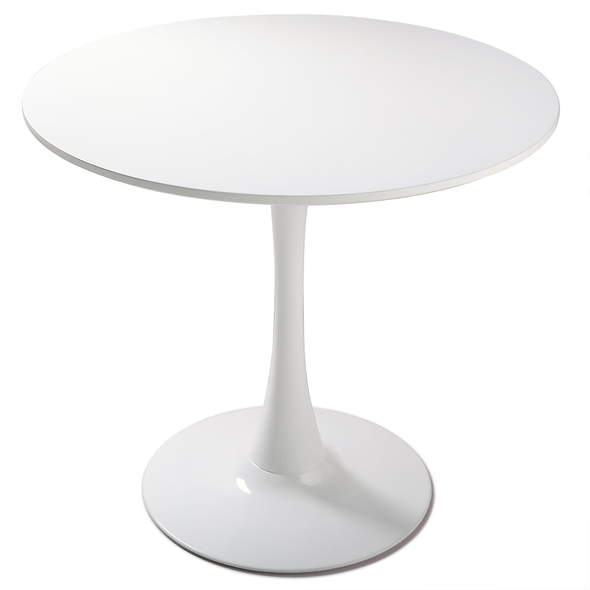 Gecheer 31.5" H White Tulip Table Mid-Century Dining Table with Round MDF Table Top, Pedestal Dining Table, End Table Leisure Coffee Table