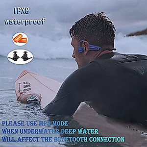 Wireless Bone Conduction Headphones Bluetooth V5.0 Waterproof IPX8 Titanium Alloy Open-Ear Sport Bluetooth Headset Built-in 16GB MP3 Player for Swimming, Diving Water, Gym, Spa and Outdoor Sports