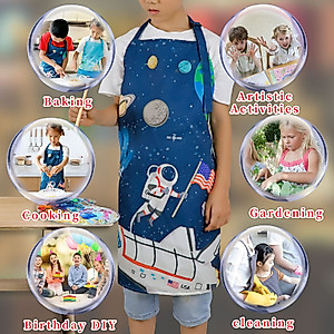 DEABOLAR Kids Apron for Boys, Unisex Apron With Adjustable Neck strap, Kitchen Bib Apron for Cooking Painting Baking