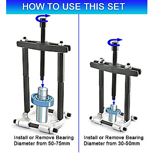 YOTOO Bearing Puller Set, 5 Ton Capacity Bearing Separator Kit with 2" and 3" Jaws, Wheel Hub Axle Puller Set, Heavy Duty Bearing Splitter Tool Kit with Case, Blue