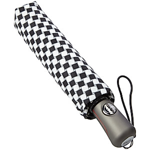 totes Titan Super Strong Auto Open Close Compact Umbrella, Cheerful Check, One Size