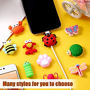 21 Pieces Cute Animal Cable Protector Charging Cable Protectors for USB Cable Fish Fruit Charging Cable Saver for Cellphone and Tablet Data Lines