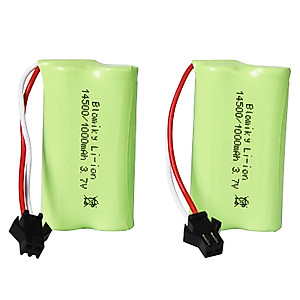 Blomiky 3.7V 1000mAh 2 Pack Lithium-ion Rechargeable Battery with SM2P Plug and Charger Cable for Remote Control Trucks / 813A Battery 2