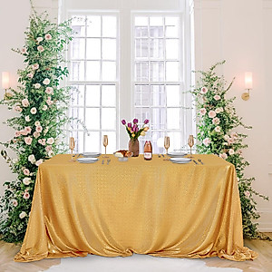 Fitable 2 Pack Gold Sequin Tablecloth for Parties 60x102 Inch - Sparkle Glitter Table Cloth Laser Rectangle Table Cover Overlay for Wedding Baby Shower Ceremony Birthday Cake Table Holiday Banquet