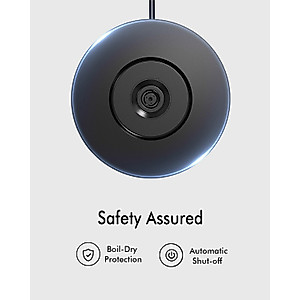 Longdeem Fast-Boil Electric Tea Kettle, 1.7L Stainless-Steel Water Heater, 1500W, Cordless Design with LED, Auto-Shutoff & Anti-Dry Protection, Silver