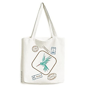 Geometric Bird Origa Pattern Stamp Shopping Ecofriendly Storage Canvas Tote Bag