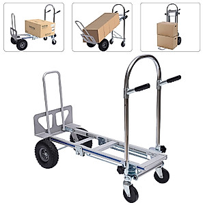 Folding Hand Truck, 700lbs Aluminum Convertible Cart 3 in1 Stair Climber Dolly Foldable Utility Dolly Rubber Wheels Silver