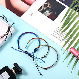 Hicarer 30 Pieces Adjustable Woven Anklets Bracelets Bohemian Braided Rope Bracelets Waterproof Wax Coated Anklets for Women (Multicolor)