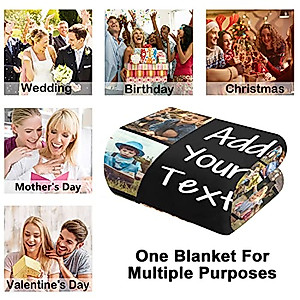 Customized Blanket with Photos & Text for Mom Dad Baby Family Friends Personalized Picture Blanket for Birthday Christmas for Women Sister Wife Grandma(10 Photos,50x60 Fleece)