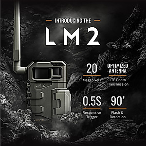 Spypoint LM2 Twin Pack Cellular Trail Camera - 20MP Photos, Infrared Game Night Vision Photos, 90' Flash Trail Camera & Detection Range + SD Cards + Spudz Microfiber Cloth (LM2-Nationwide)