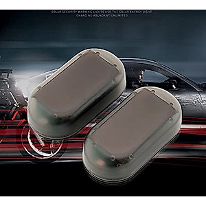 HUWUFUN 2pcs Car Solar Power Alarm Warning System Anti-Theft LED Flashing Security Light Fake Lamp Flash Blinking Lamp with USB Port(Blue+Red)