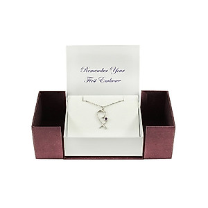 The Mommy Pendant - Silver Mother Child Necklace with (January) Birthstone Garnet – Designer Gift Box - Mother's Day, Christmas, Push Present, wife, mom