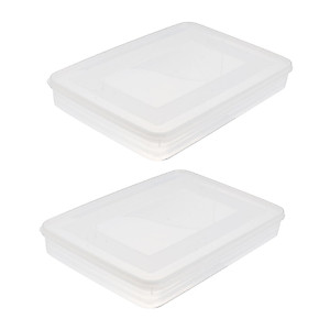 HOMSFOU 2pcs Dumpling Box Containers for Fridge Large Plastic Container Flat Storage Bins Stackable Food Storage Containers Refrigerator Box Dumpling Case Kitchen Supply Dumpling Tray
