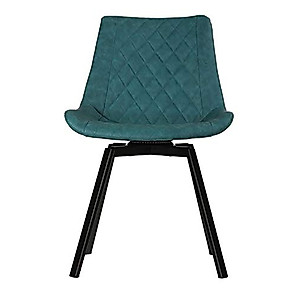 Cortesi Home Azov Swivel Dining Chairs, Set of 2, Deep Aqua Faux Leather