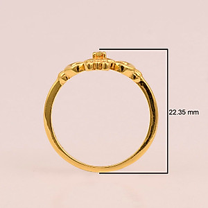 MOONEYE Multi Choice Your Gemstone Petite Claddagh 0.02 Ctw 925 Sterling Silver Yellow Gold Plated Crown Ring (7, peridot)