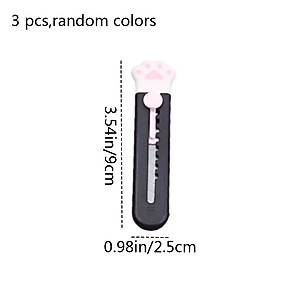 BAIWANLCH 3 Pcs Mini Box Cutter Retractable Cartoon Blade Box Opener Cute Box Cutter Shrink Box Cutter Cute Cat Claw Utility Knife Wrap for Cartons Cardboard Handmade Work (Random Color)