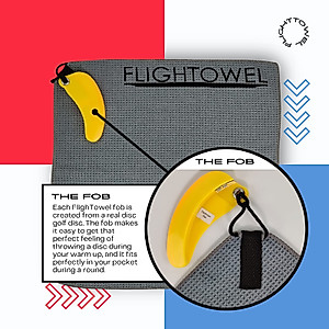 FlighTowel Disc Golf Towel | Warm-up Towel for Disc Golf | Microfiber Cloth | Made from an Innova Destroyer | Prevent Injuries and Gain Strength (Colors Will Vary) (Right-Handed)
