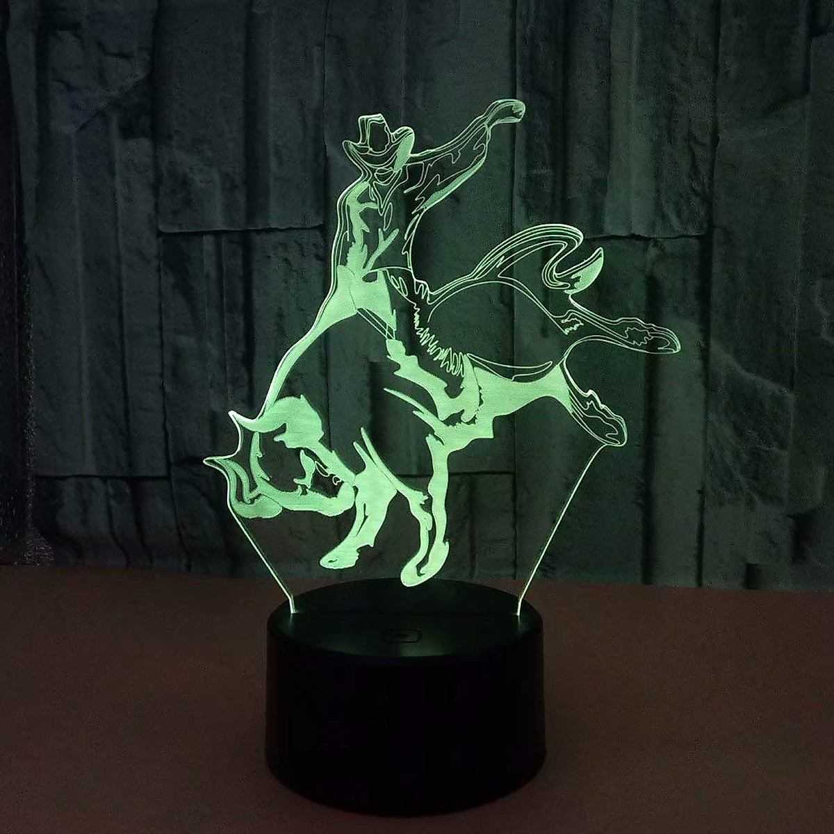 JruF Night Light for Kids 3D Night Light Bedside Lamp with Remote Control Changing Xmas Halloween Birthday Gift for Child Baby Girl,Horse Race and Cowboy