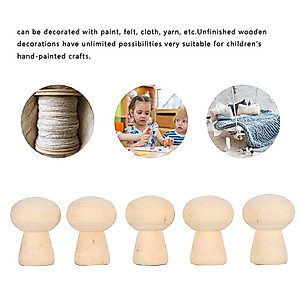 20pcs Wooden Peg Doll Unfinished Mushroom Head Shape Doll Wooden Mushroom Figures People Wooden Figures for Kids Art and Craft