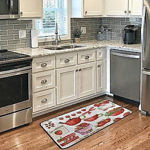 Strawberry Red Berries Kitchen Rugs Floor Mat Anti Fatigue Kitchen MatsFarmhouse Non Skid Washable Bath Rug Runner Doormats Carpet Sink Mat Carpet Doormats for Home Decor 39" X 20"