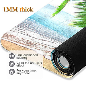 ALAZA Palm Trees Hawaiian Tropical Seashore Beach Yoga Mat Non Slip Fitness Exercise Mat, Workout Mat for Yoga, Pilates and Floor Exercises