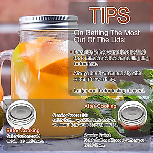 48Pcs Wide Mouth Canning Lids and Rings Mason jar lids Reusable Leak Proof Split-Type Silver Lids with Silicone Seals Rings (86mm)